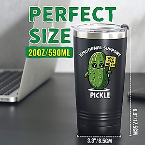 Onebttl Pickle Gifts, Emotional Support Pickle, 20 oz Travel Tumbler with Lid and Straw, Best Gifts for Women/Men on Christmas/Birthday, Gift Box Included