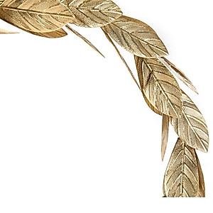 Gold Leaves Metal Wreath Wall Decor for Front Door,13 inch Door Wreath for Christmas,Window,Wedding,Party Decoration