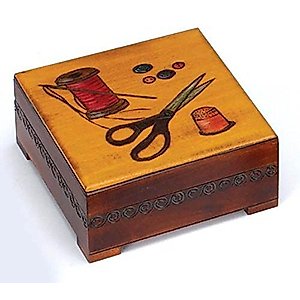 Polish Handmade Carved Linden Wood Decorative Sewing Box