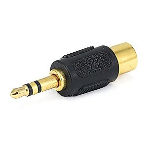 Monoprice 107147 3.5mm Stereo Plug to RCA Jack Adaptor, Gold Plated, Black