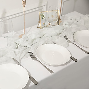 8 Pack 10Ft Cheesecloth Table Runner 35x120 Inch Boho Gauze Table Runner Rustic Cheese Cloth Long Table Runner Romantic Table Runner for Wedding Bridal Shower Birthday Party Table Decor (White)