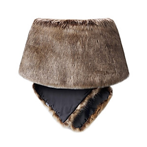 Caracilia Women Luxury Faux Fur Coat Jackets Wrap Cape Shawl for Wedding Party Brown Fur Small