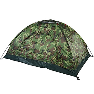 Outdoor Tent, 2 Persons 40 UV Protection Tent Waterproof Camouflage Portable Tent for Camping Hiking and Spare Parts