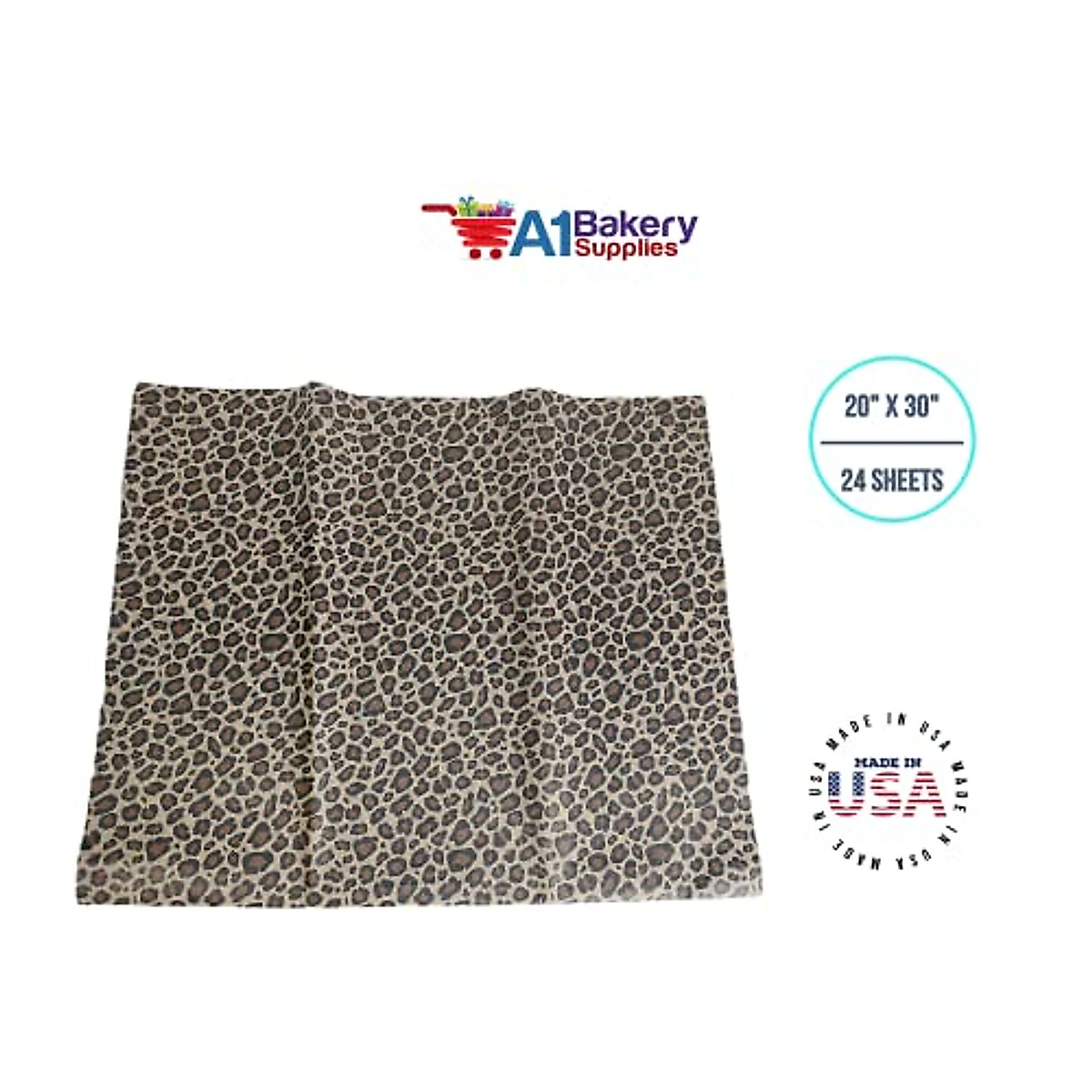 Leopard Tissue Paper 20" x 30" Size 24 Sheets Package HIGH Quality Paper Made in USA