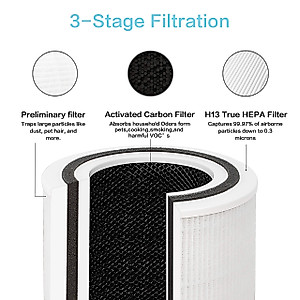 Flintar TPAP001 H13 True HEPA Replacement Filter, Compatible with TOPPIN TPAP001 Air Purifier Comfy Air C2, 3-in-1 H13 True HEPA Filter Set, Part # TPFF001, 2-Pack