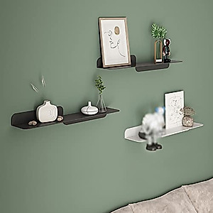 Nordic Style Wrought Iron Shelf on The Wall, Wall-Mounted Bookshelf, One-Word Storage Partition, Suitable for Living Room, Bedroom, Bathroom, Kitchen, Black