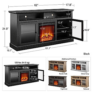 Ameriwood Home Chicago Fireplace TV Stand for TVs up to 65", Natural