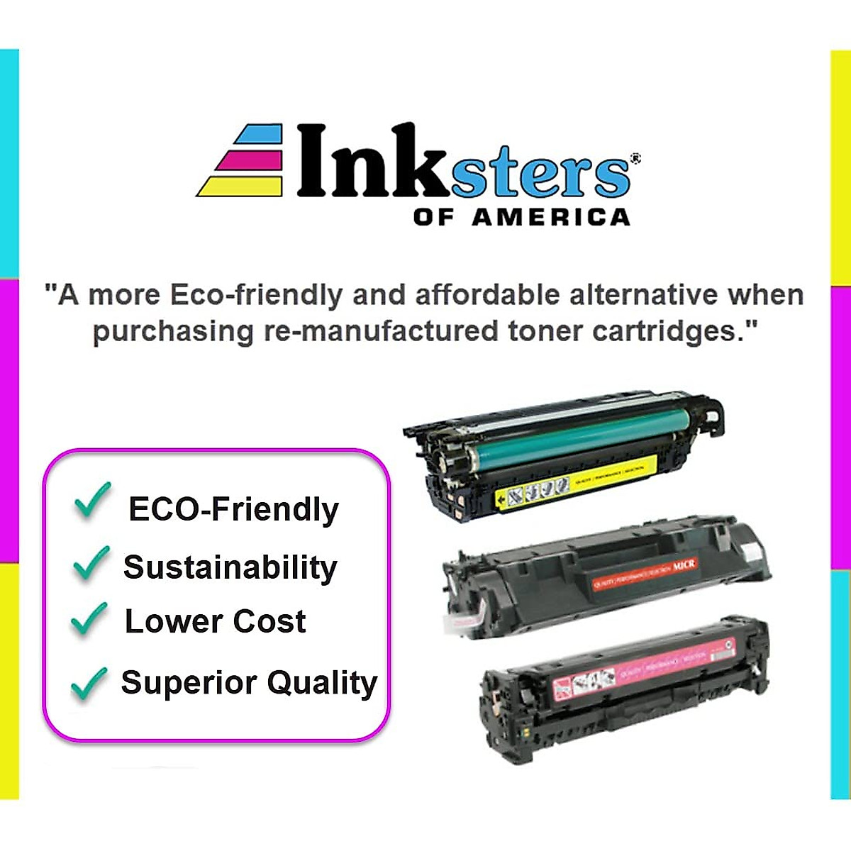 Inksters of America Remanufactured High Yield Black Toner Cartridge (Reused OEM Chip) for HP 206X (W2110X)