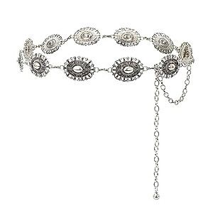 VONMELLI Western Chain Belt for Women Concho Silver Link Chain Belts for Jeans Dresses Silver S