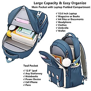 QHRIDS Girls Backpack Aesthetic Laptop Backpacks Kawaii Large Bookbag Anime Casual Travel Daypack