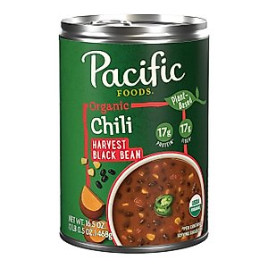 Pacific Foods Organic Harvest Black Bean Chili, Plant Based, 16.5 oz Can