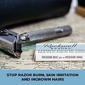 ROCKWELL RAZORS 6C Gunmetal Chrome Double-Edge Safety Razor with 6 Adjustable Shave Settings and 5 Blades