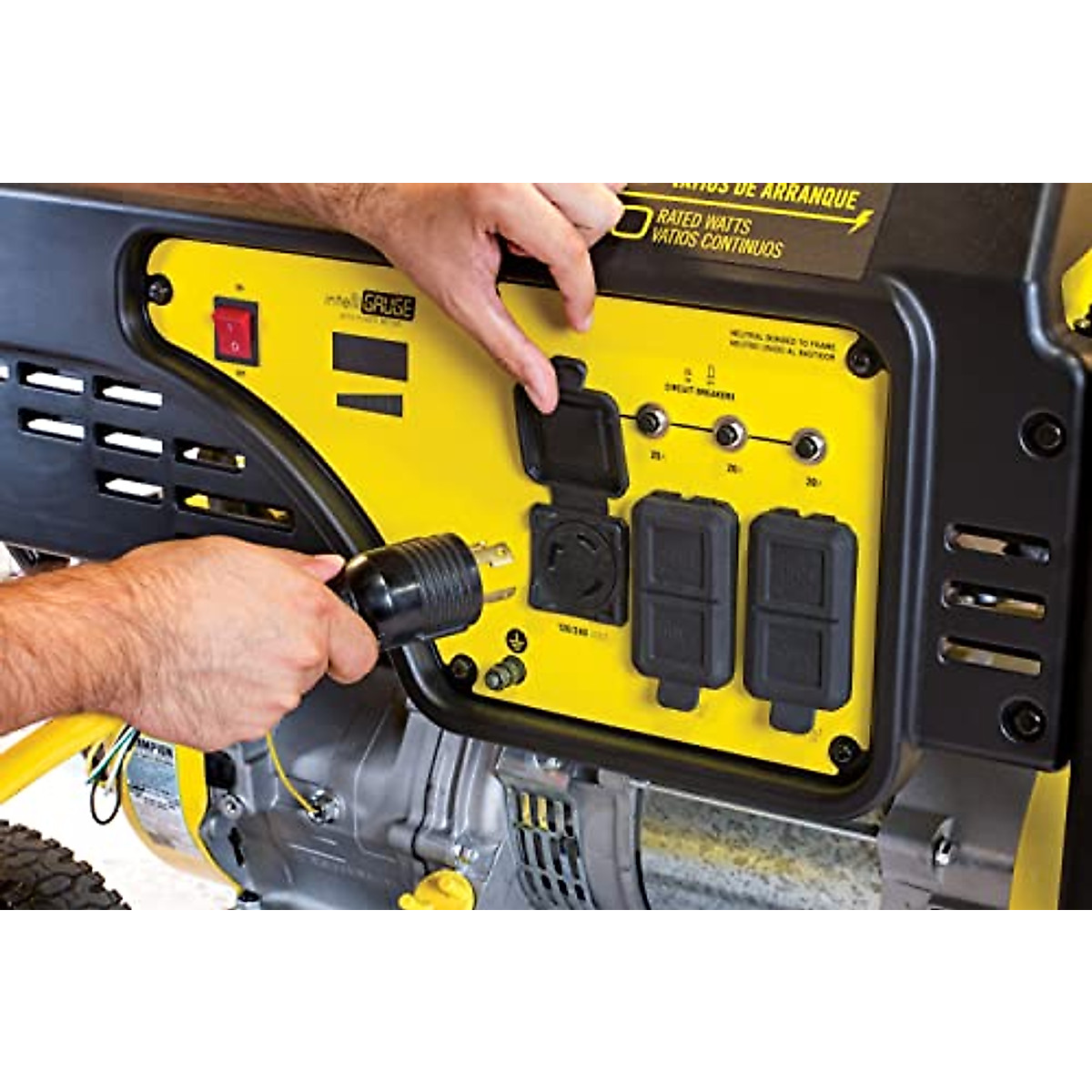 Champion Power Equipment 48034 25 ft. 30A 125V Generator Power 3750 Watts (L5-30P to Three 5-15R) Extension Cord, yellow