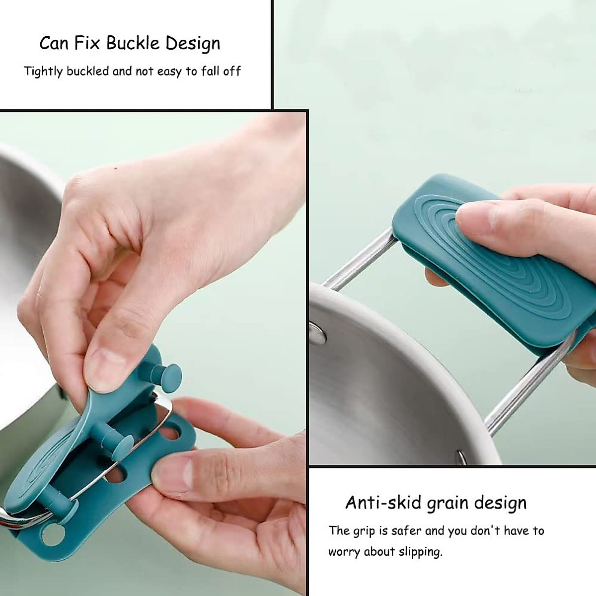 2 Pairs Silicone Assist Handle Holder with High Heat Resistance Skid Resistance, Silicone Hot Skillet Handle Covers Used for Any Iron Pan, Stainless Steel Pot and Other Pan Handles to Prevent Scalding