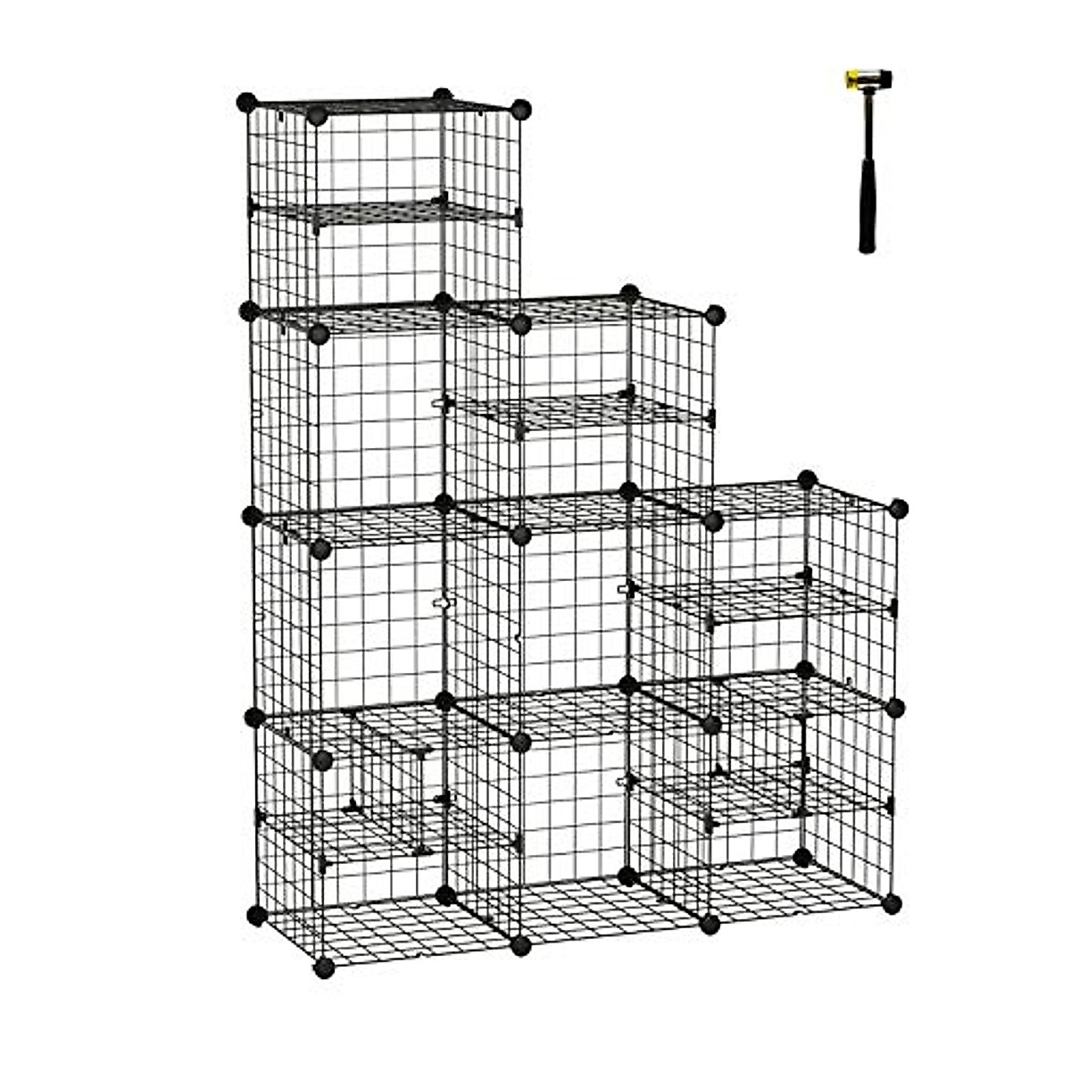 C&AHOME Wire Cube Storage, Wire Grids Organizer Unit with Large and Small Dividers, Metal C Grids Shelving, Storage Bins, Ideal for Closet Cabinet, Bedroom, Living Room, Office, Dormitory, Black