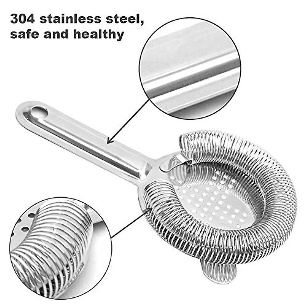 Hawthorne Cocktail Strainer - Stainless Steel Bar Strainer for Bartending, Bar Tool Drink Strainer for Bartenders and Mixologists