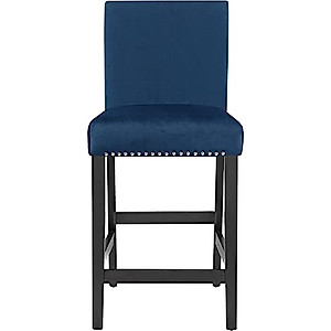 New Classic Furniture Celeste 5-Piece Faux Marble Round Counter Set with 1 Table and 4 Chairs, 42-Inch, Blue