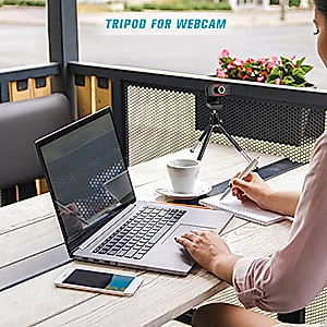 Mini Tripod for Webcam and Phone, Metal Extendable Webcam Stand with Phone Holder, Tripod for Webcam