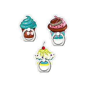gShopVV Set of 3 Ice Cream Cell Phone Ring Holder Stand Adjustable Universal Finger Alloy Ring Holder for iPhone