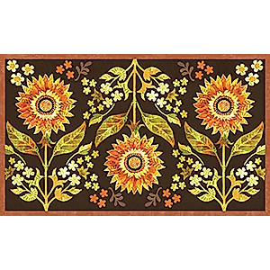 Studio M Floor Flair Indian Summer Floral Bold Floral - 3 x 5 Ft Decorative Vinyl Rug - Non-Slip, Waterproof Floor Mat - Easy to Clean, Ultra Low Profile - Printed in The USA
