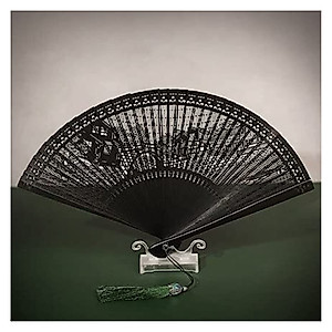 Folding Hand Fan Folding Fan Handheld Folded Fan Folding Bamboo Fan for Women, Japanese Old Style, Hollow Carved, Small, Portable Fan Foldable Fan Hand Held Fans (Color : A3, Size : 18 * 33cm)