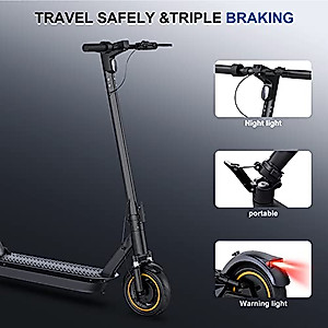 Aovopro ESMAX Electric Scooter, 27 Miles Range, Upgraded 500W Motor, 21 MPH Speed,10" Anti-Puncture Self-Sealing Air Tyre, Portable Commuting Electric Scooter for Adults