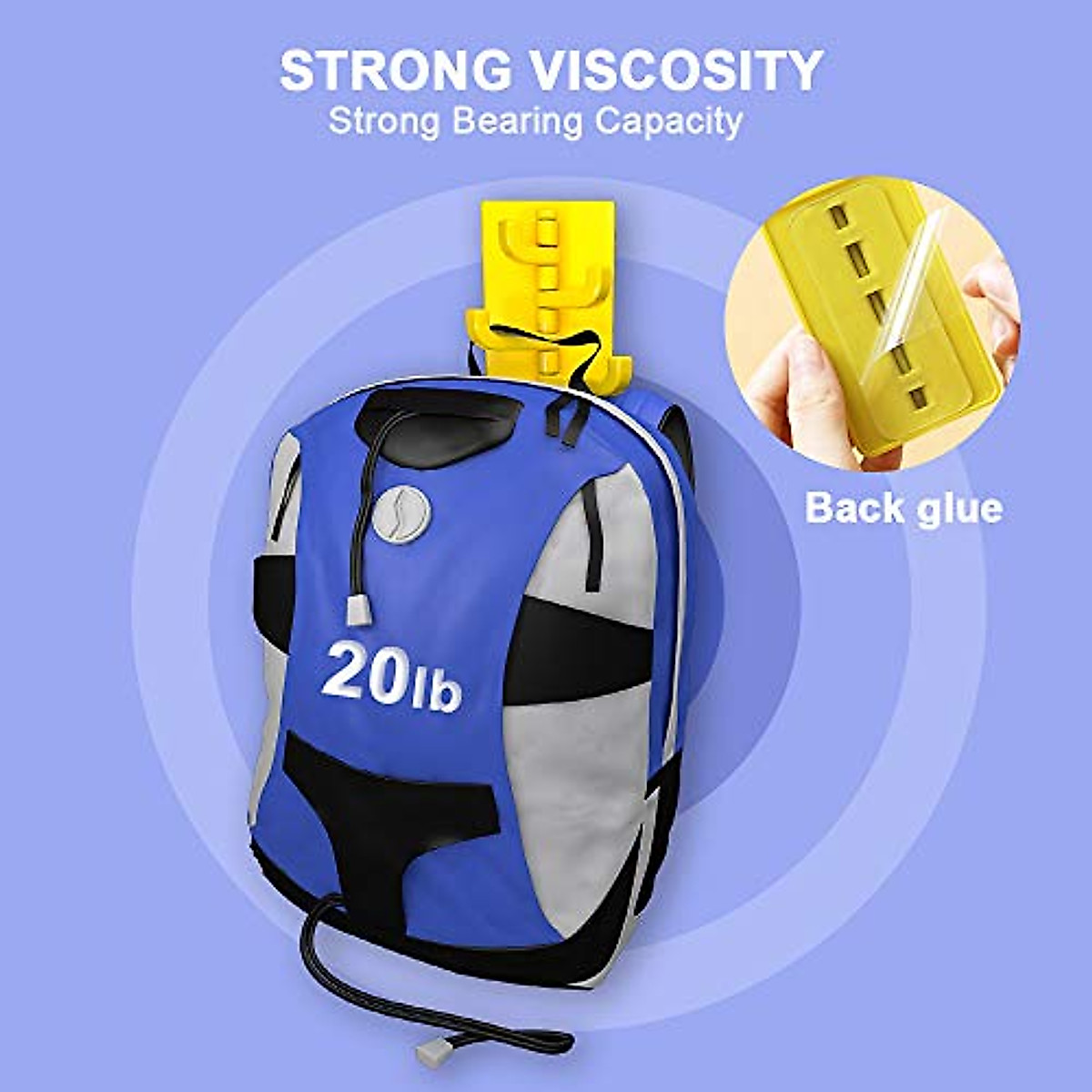 Surogar Self Adhesive Heavy Duty 20 lb(Max) Wall Hooks& Ceiling Hanger ,Organize and Decorate Your Kitchen Bathroom Ceiling Office (4 Pack 4 Colour)