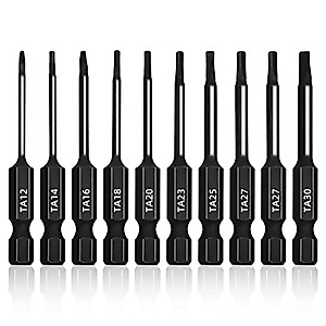 Triangle Bit Set (10 Pack - 2.3" Long Magnetic Heads) In the Following Triangle Screwdriver Sizes: TA12, TA14, TA16, TA18, TA20, TA23, TA25, TA27 (x2), TA30