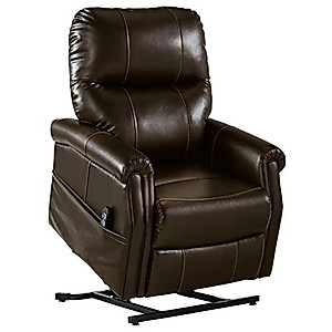 Signature Design by Ashley Markridge Faux Leather Modern Electric Power Lift Recliner for Elderly, Brown