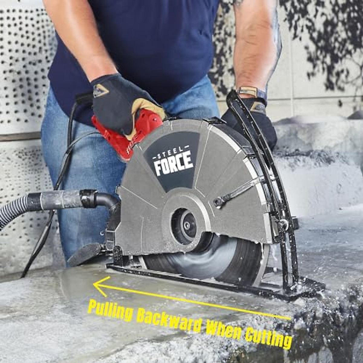 Steel Force KPC 3551 Portable 14" Wet/Dry Electric Corded Circular Concrete Saw/Power Angle Cutter 2600W w/Water Line & Guide Roller (With Blade)