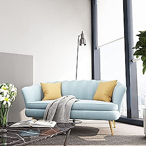 Loveseat Sofa, Modern Velvet Couch Accent Upholstered Settee, 2 Seater Small Loveseat for Small Spaces, Office, Bedroom, Living Room (Light Blue)