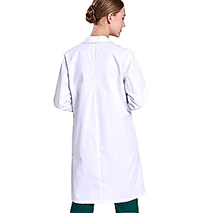 CLanItris Unisex White Lab Coat Long Sleeve Uniforms 40 inch Classic Fit with 3 Pocket (White, Medium), Medium Plus