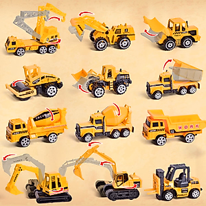 12 in 1 Construction Truck Toys Set for Toddlers, Carrier Truck with 12 Mini Cars for Kids,Transport Trucks Toy with Light and Sound,Christmas Birthday Cars Toy Gift for Boys Age 3-7