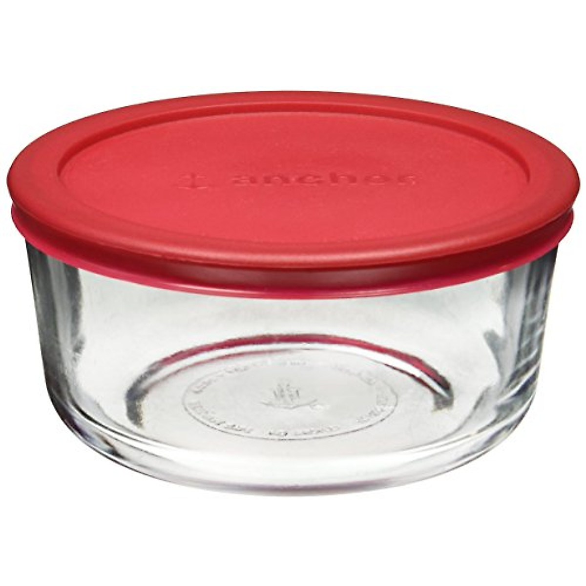 Anchor Hocking Classic Glass Food Storage Container with Lid, Red, 4 Cup