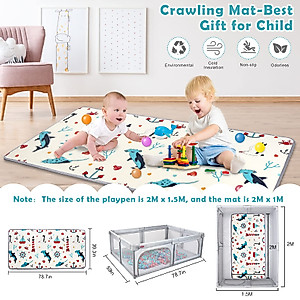 Baby Playpen, Playpens for Babies, Extra Large Playard for Baby, Kids Large Playard with XPE Crawling Mat, Kids Safety Play Center Yard with gate, Indoor & Outdoor Kids Activity Center