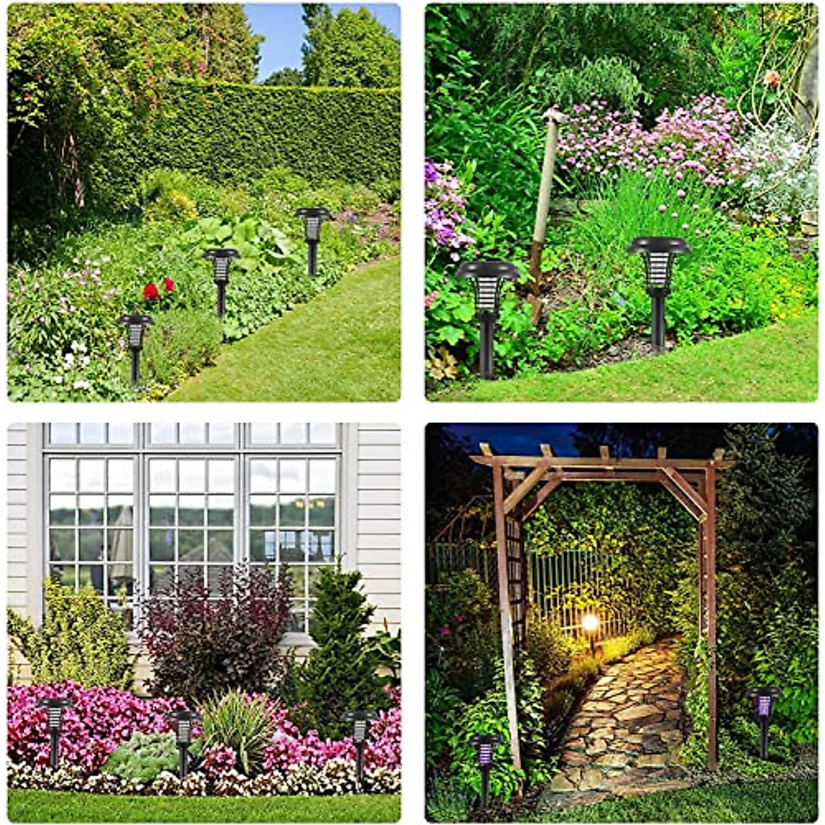 2 Pack Solar Bug Zapper Outdoor Mosquito Repellent Outdoor for Patio - Mosquito Killer & Lighting - 2 in 1 Waterproof Mosquito Zapper Fly Repellent for Outdoor