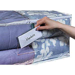 Clear Blanket Storage Bag - Durable Vinyl Material to Shield Your Contents from Dust, Dirt and Moisture. Easy Gliding Zipper for Easy Access and Label Pocket for Easy Identification. (2-Pack)