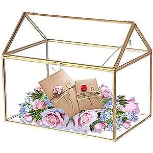 RUNIGOO Card Box for Wedding, Glass Gift Boxes, Clear Terrarium Card Holder Display Box Perfect for Centerpiece Decor, Wedding Receptions, Graduation Party Supplies 9"x5.9"x7.5" (Only Box)