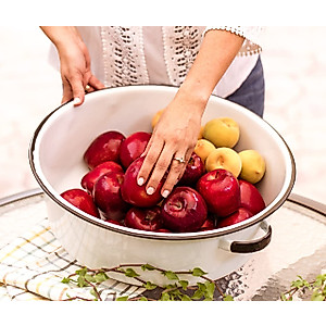 Granite Ware Enamel on Steel Dish Pan with handles, 15-Quart capacity, Speckled White