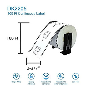 Labelebal Compatible 2-3/7" x 100' Direct Thermal Continuous Length Labels Replacement for DK-2205 Shipping Mailing Postage Compatible for Brother QL Printer (12 Rolls + 1 Frame, 30.48m Labels/Roll)…