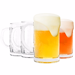 4 Pack Heavy Beer Glass Mug - 16oz Beer Mug, Large Beer Glasses with Handle, Frozen Beer Mugs For Freezer, Classic Beer Mug glasses Set Glass Steins for Bar, Beverage, Dishwasher Freezer Safe 485ML