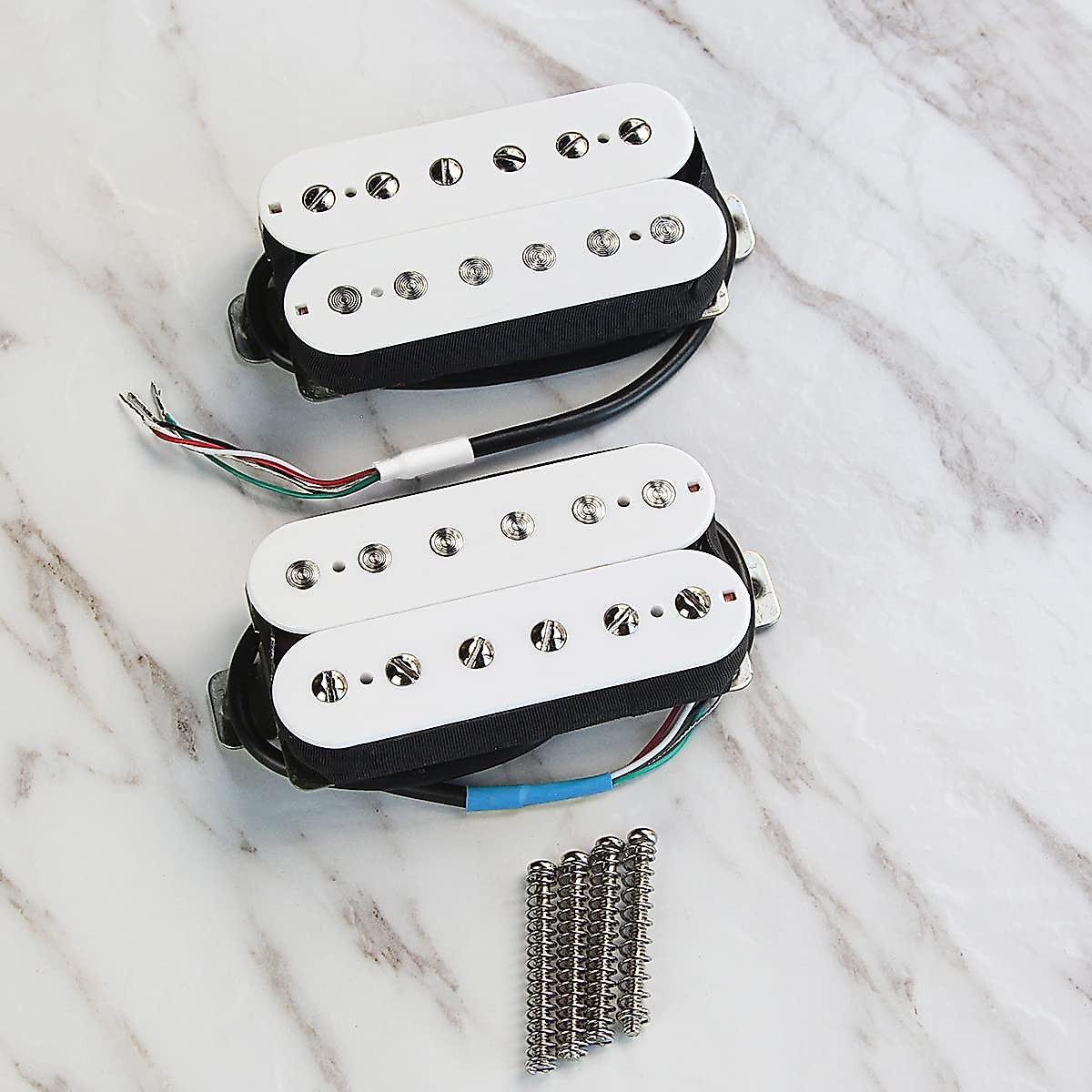 FLEOR Alnico 5 Guitar Pickup Double Coil Humbucker Pickups Neck and Bridge Set White