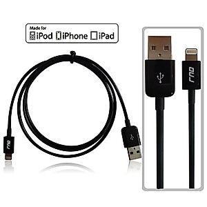 RND Apple Certified Lightning to USB 1.5FT Cable for iPhone (Xs, XS Max, XR, X, 8, 8 Plus, 7, 7 Plus, 6, 6 Plus, 6S, 6S Plus) iPad (Pro, Air, Mini) and iPod (1.5 feet/.5 Meter/Black)