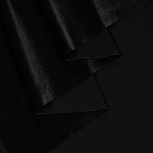 KKJIAF Black Stretch Velvet Fabric 60 Inch Wide, 1 Yard Soft Stretchy Fabric for Sewing Clothes, Apparel, Costume, Crafts - 90% Polyester 10% Spandex
