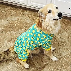 KYEESE Dog Pajamas Yellow Ducks Dog Onesie Dog Coat Dog Pajamas Large Sized Dog Soft Dog Costume Dog Clothes Dog Surgery Recovery Suit Dog Body Suits After Surgery Cat Clothes Large Dog Pajamas