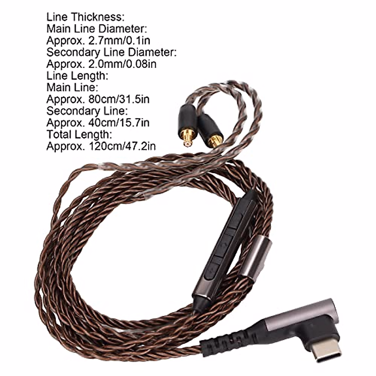 Eulbevoli Earphone Upgrade Cable, HiFi Headphone Wire OFC Core Wire Control Tensile with Mic for E50 for LS300 for ATH