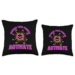 Wonder Twin Powers Activate Fraternal Twins Wonder Powers Activate Design Funny Twins Comic Saying Throw Pillow, 16x16, Multicolor