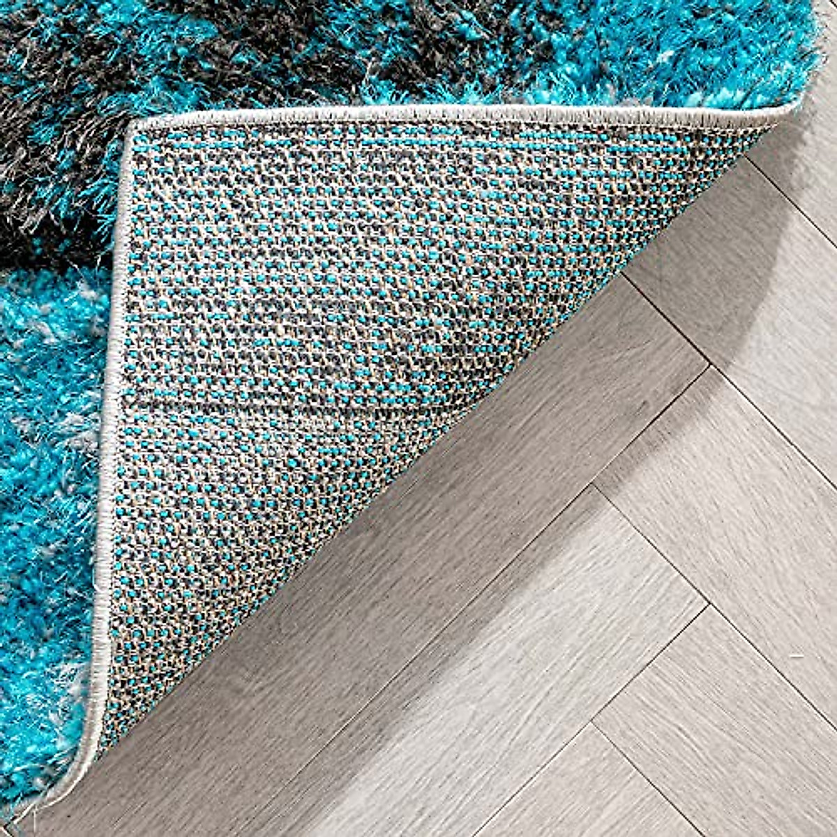 Well Woven Kizi Teal & Grey Abstract Geometric Area Rug 5x7 (5'3" x 7'3")