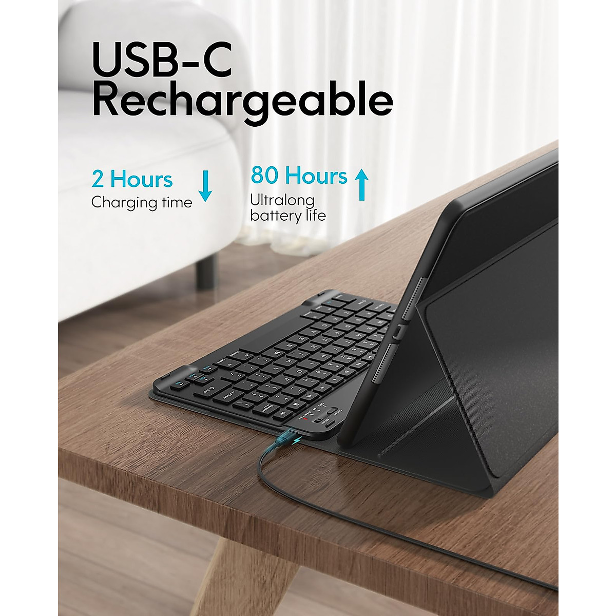 CHESONA Keyboard Case for iPad 9th Generation 2021 10.2 Inch, Detachable Wireless with Pencil Holder Stand Folio Keyboard Cover for iPad 9th Gen/8th Gen/7th Gen 10.2" (Black)