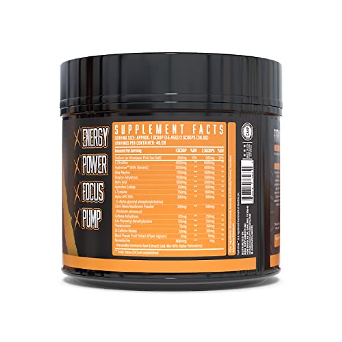 Huge Supplements Wrecked Pre-Workout Powder, 30G+ Ingredients Per Serving to Boost Energy, Pumps, and Focus with L-Citrulline, Beta-Alanine, Hydromax, L-Tyrosine, and No Useless Fillers (40 Servings)